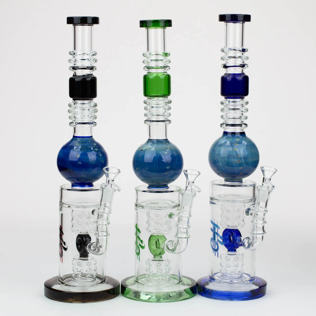 H2O | 15" Gold fumed Sphere Glass Bong | Double Drum Diffuser – Blaze ...